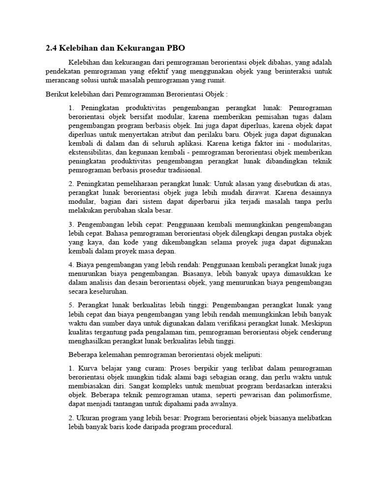 Kelebihan Dan Kekurangan Pbo | PDF