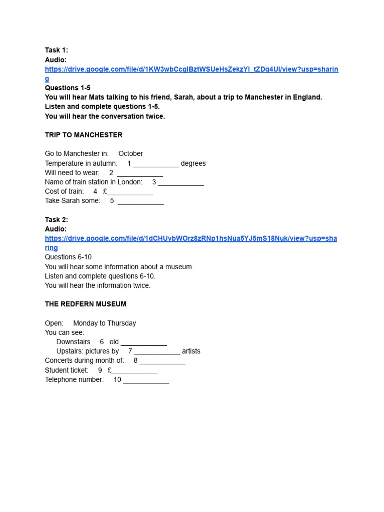 Listening Practice 1 | PDF | Games & Activities