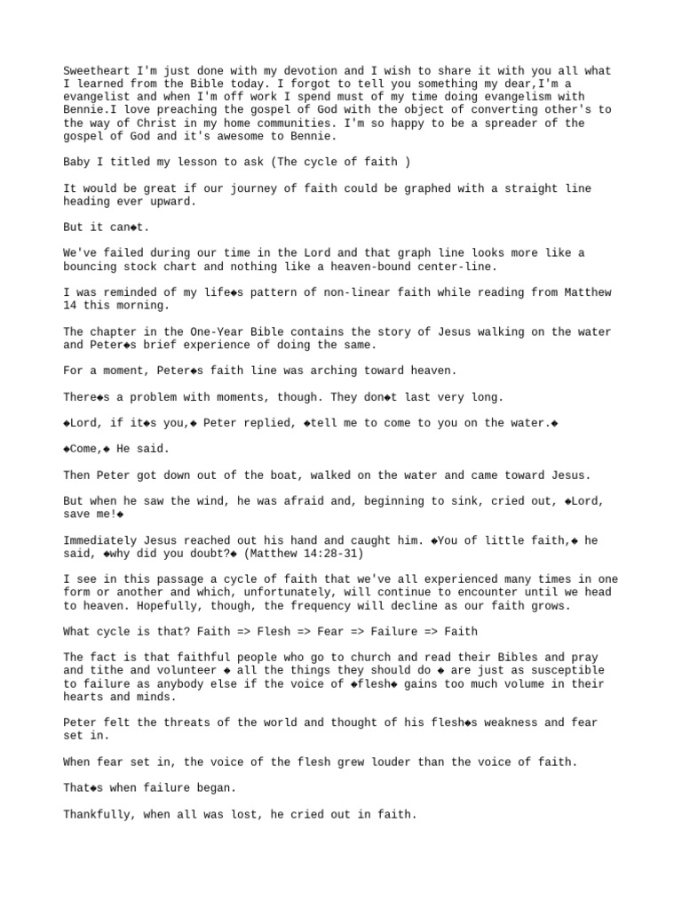 Fisrt Morning Devotion Message On Faith | PDF | Saint Peter | Jesus