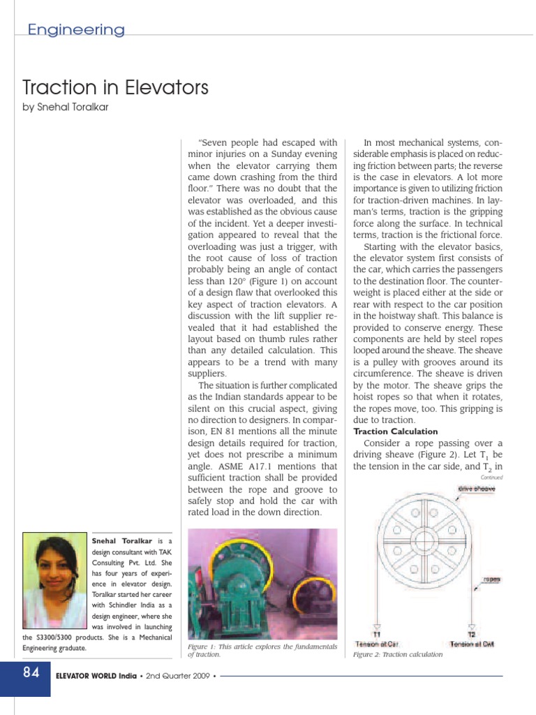 Traction in Elevators | PDF | Elevator | Wear
