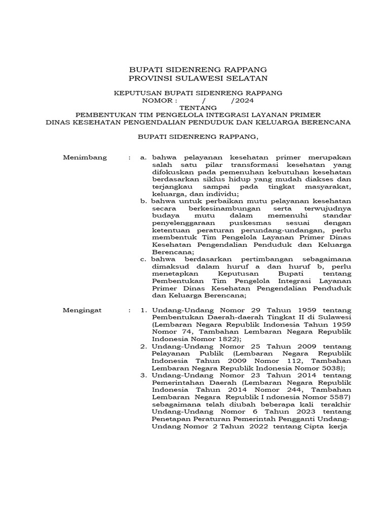 Draft SK Bupati Ilp 2024 | PDF | Kesehatan Holistik