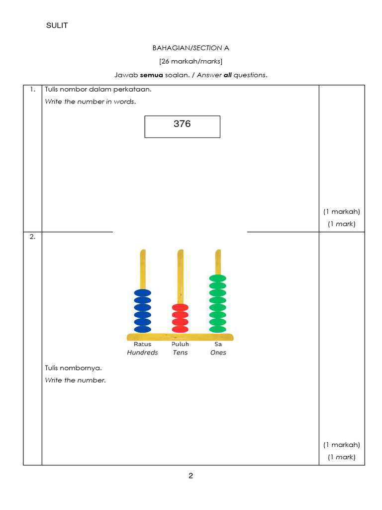 UASA Math Tahun 2 | PDF
