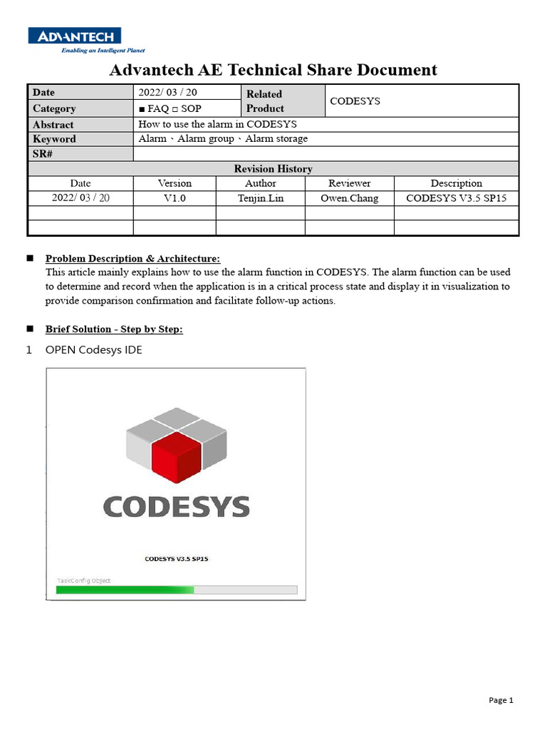 InfoPLC - Net - IAG - FAQ - CODESYS - How To Use The Alarm in CODESYS | PDF | Computer ...