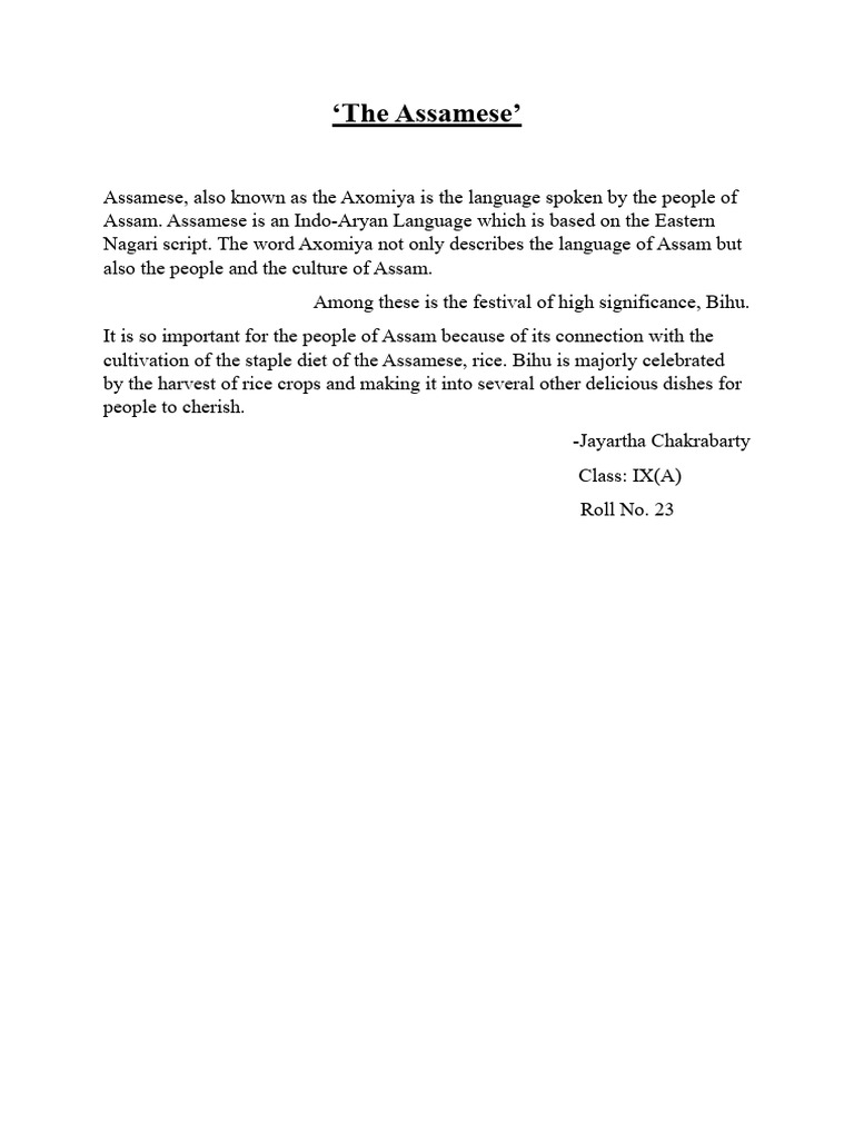 Assamese Language and Bihu Festival | PDF