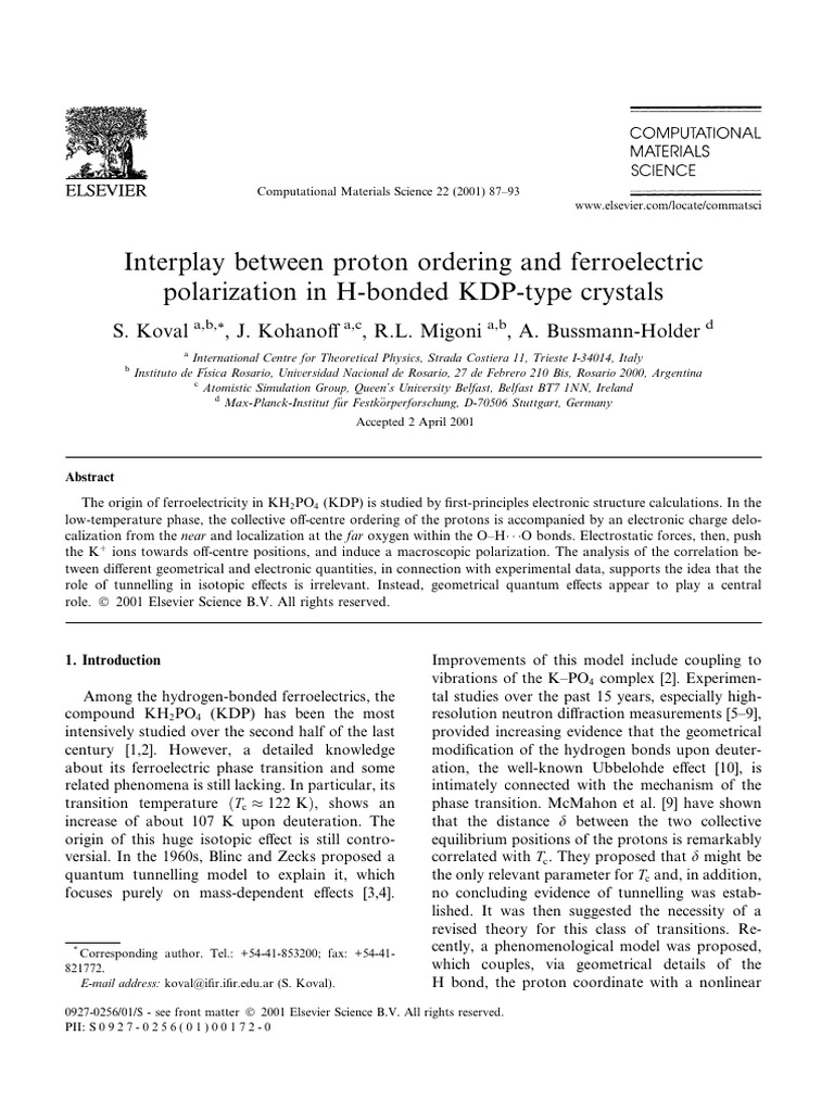 Koval-2001 KDP | PDF | Crystal Structure | Ferroelectricity