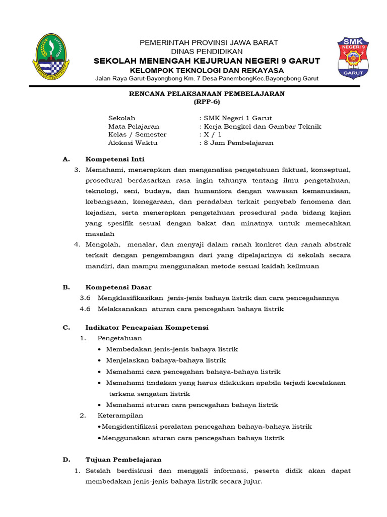 RPP 6 TKB Dan Gamtek (Bahaya Listrik) | PDF