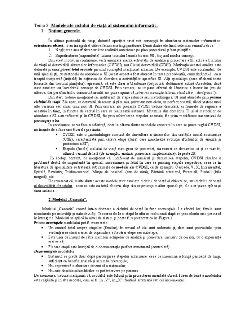 Modele Ale Ciclului de Viata Al Sistemului Tic | PDF
