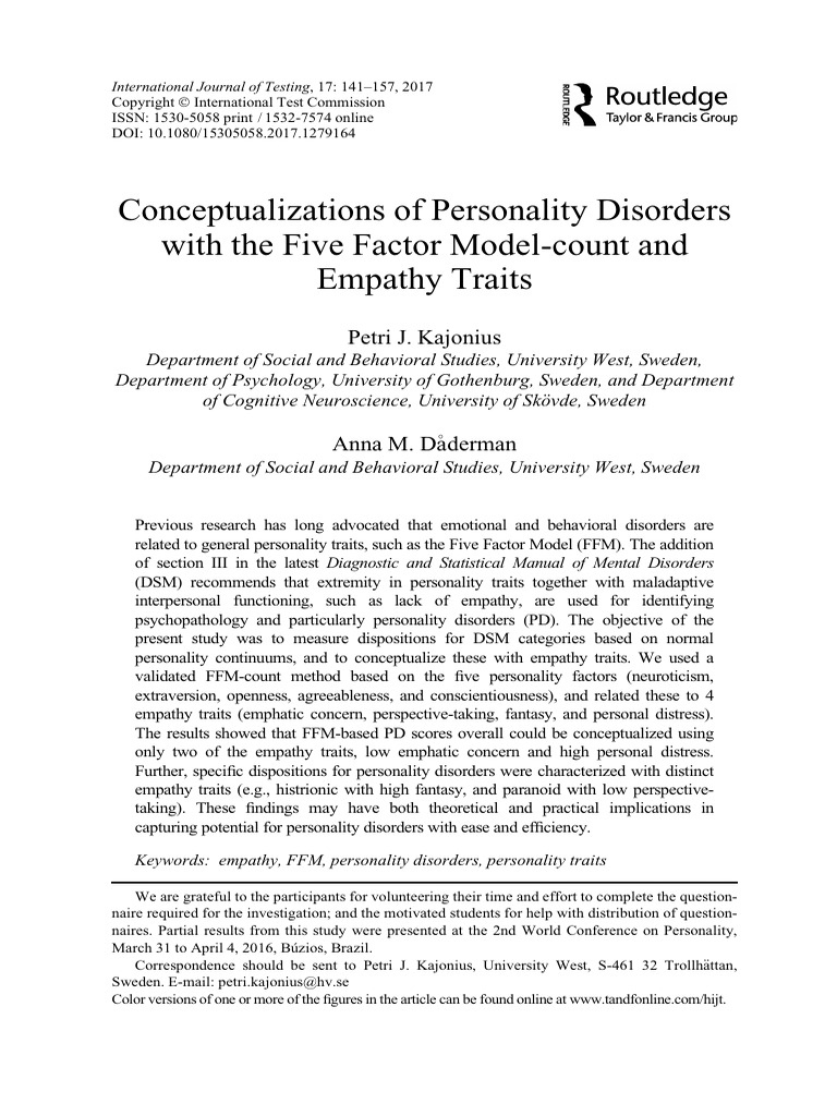 Personality Disorders | PDF | Personality Disorder | Empathy