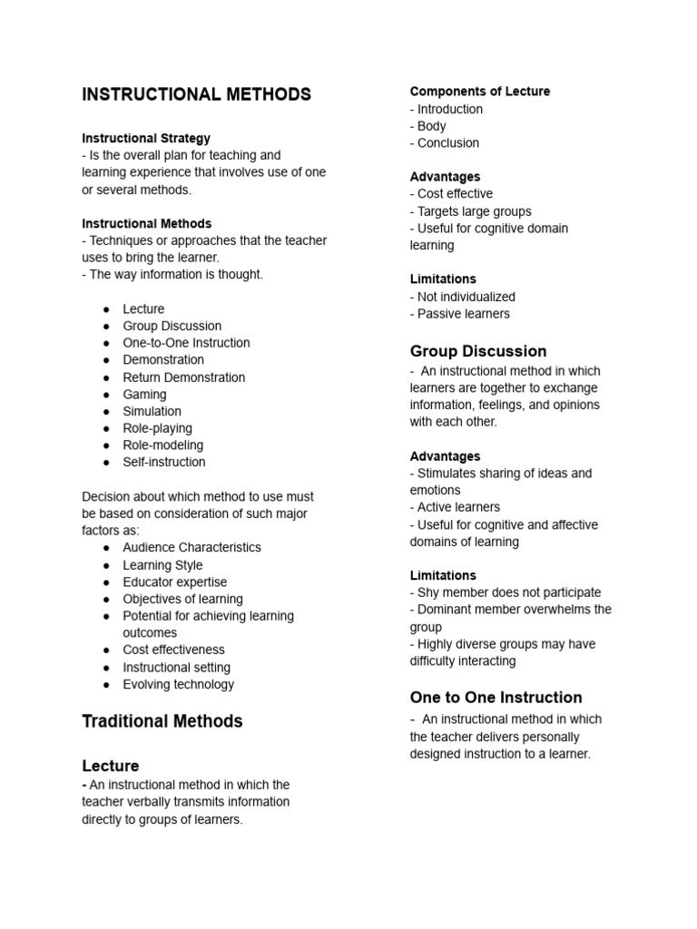 Effective Instructional Methods Overview | PDF | Learning | Simulation