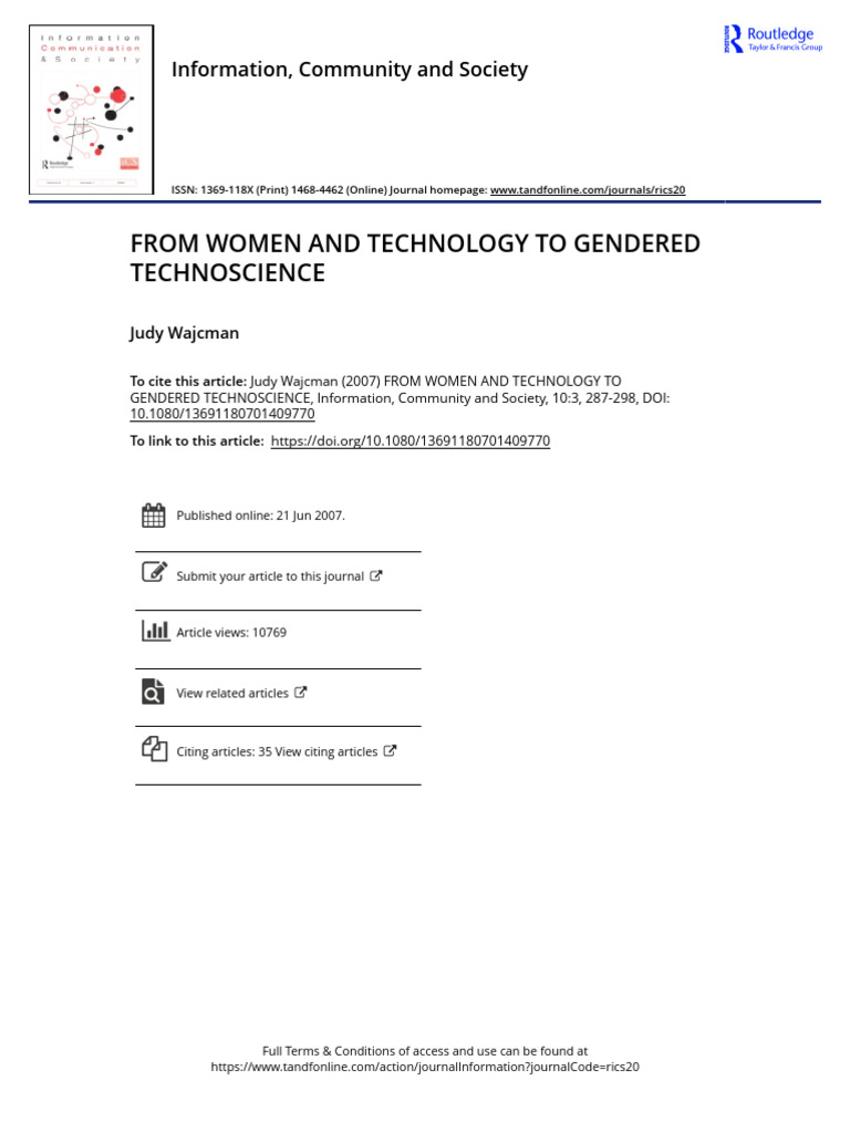 From Women and Technology To Gendered Technoscience | PDF | Feminism ...