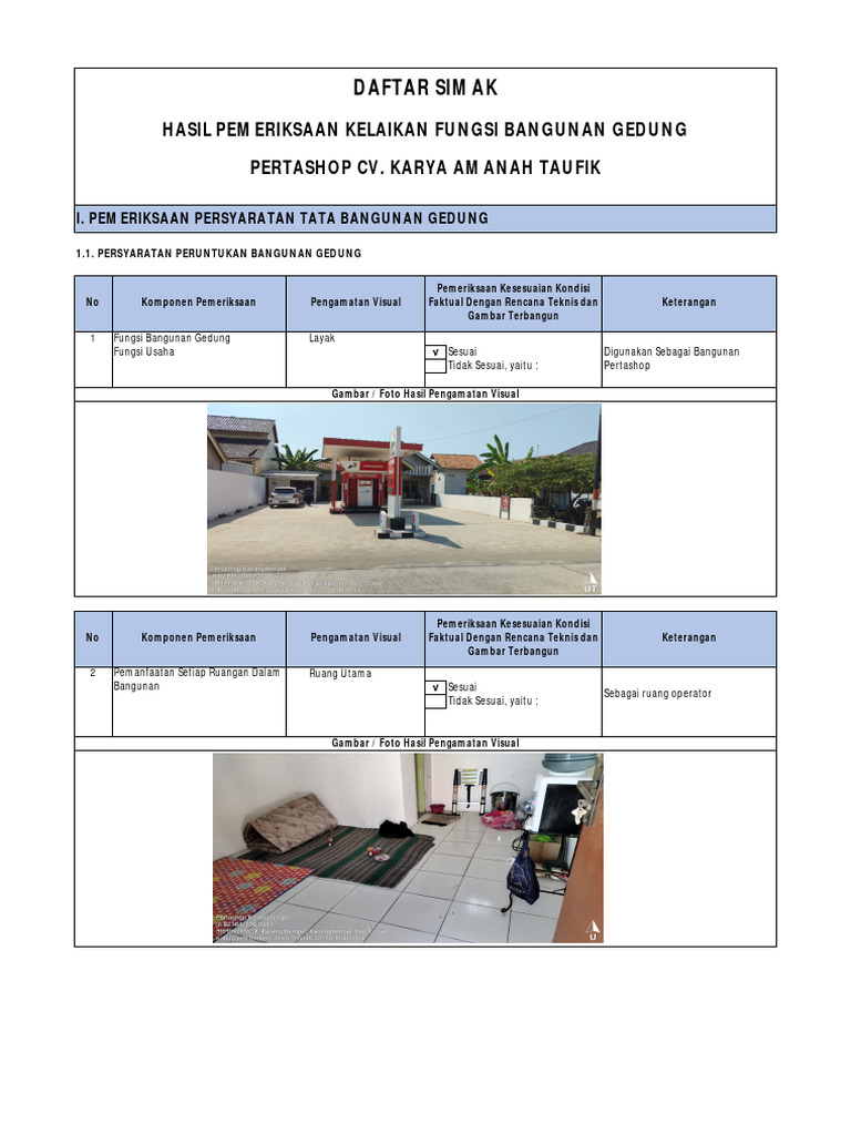 Daftar Simak Pertashop 4P.52264 | PDF