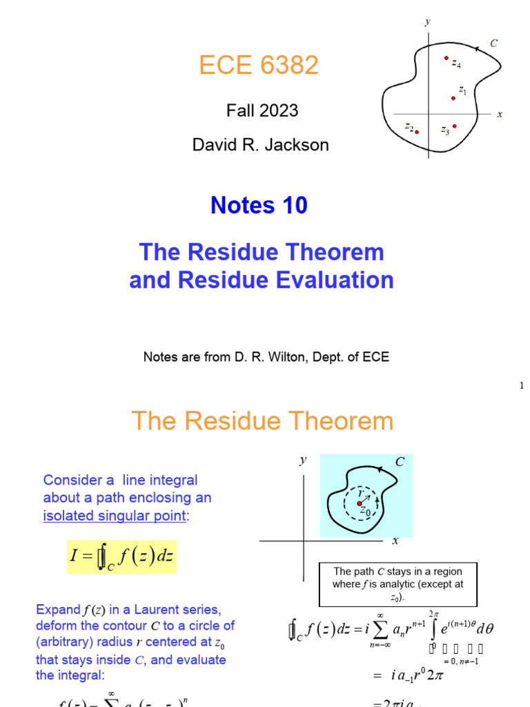 Notes 10 6382 Residue Theorem Pdf Functions And Mappings Mathematics