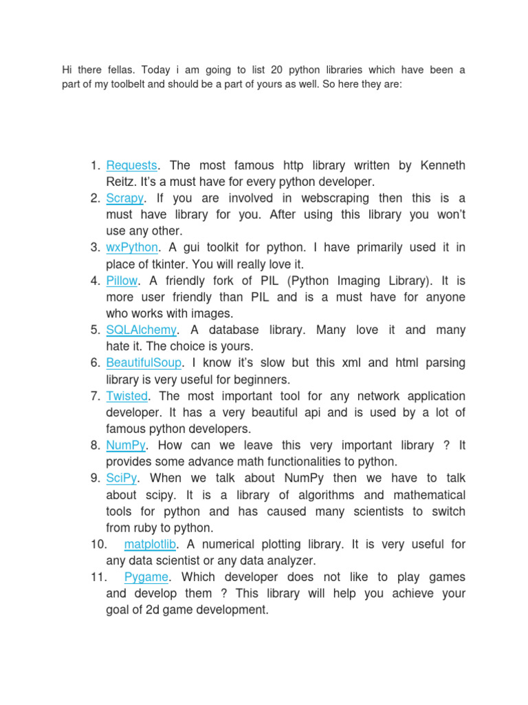 20python Library You Cant Live Without Pdf Python Programming Language Computing