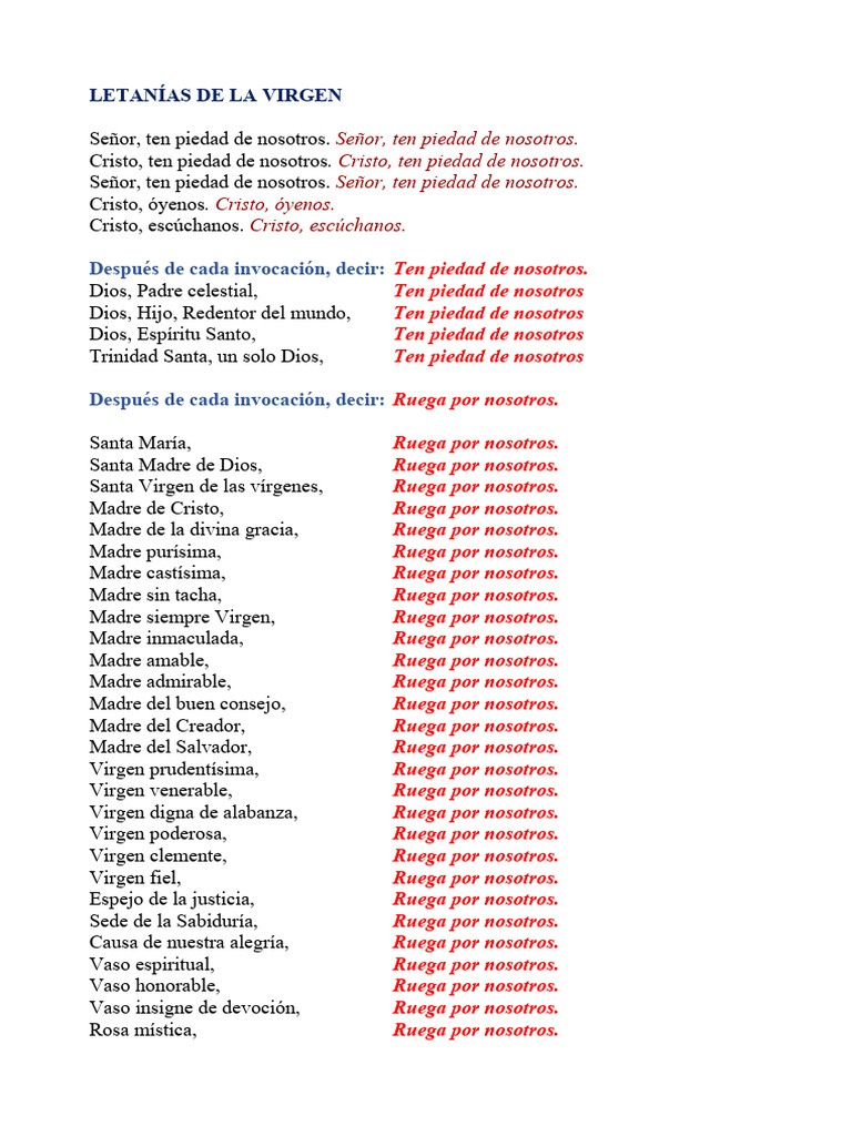 Letanías de La Virgen | PDF | Cristo (título) | María, madre de Jesús