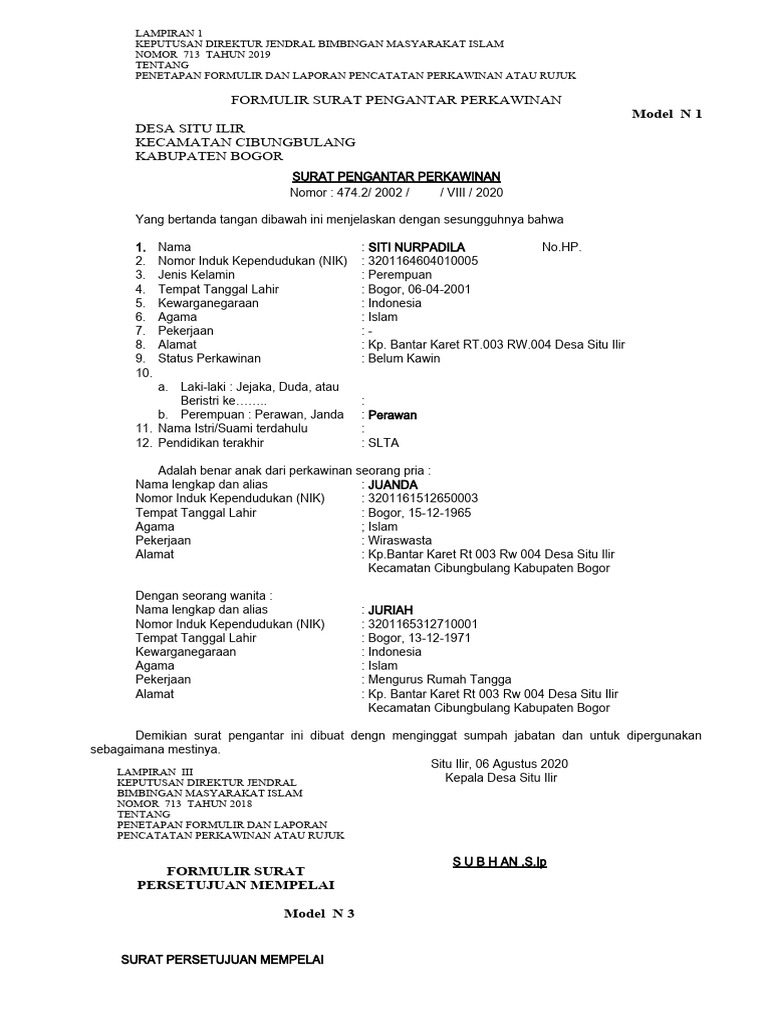 Format Surat Nikah New | PDF