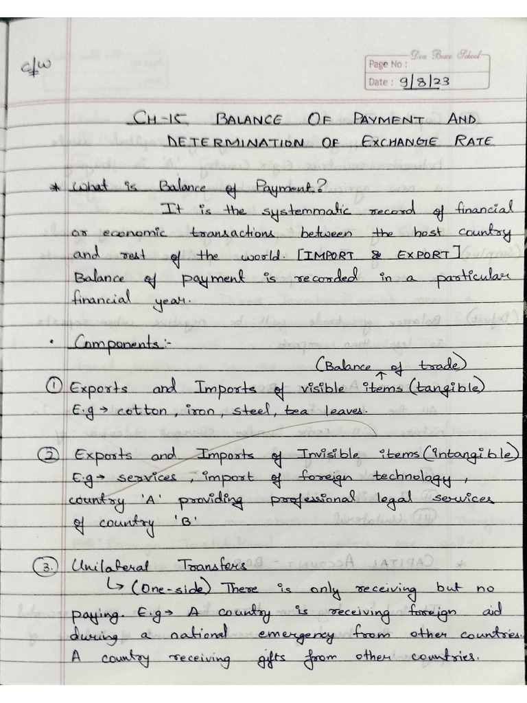 Balance of Payment and Determination of Exchange Rate | PDF