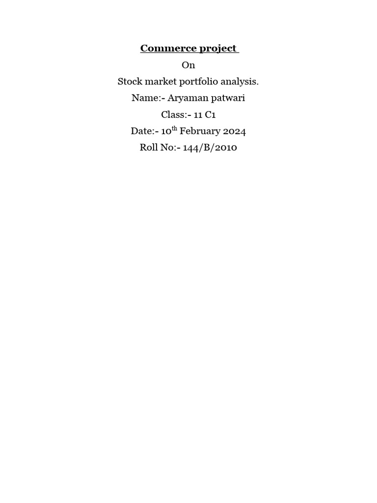 Commerce Project | PDF | Investing | Risk