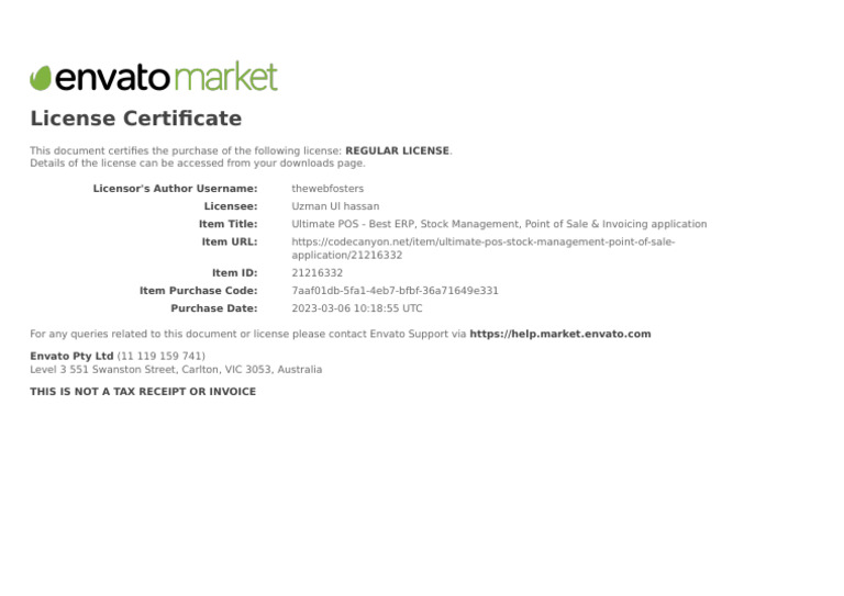 Ultimate Pos Stock Management Point of Sale Application License | PDF