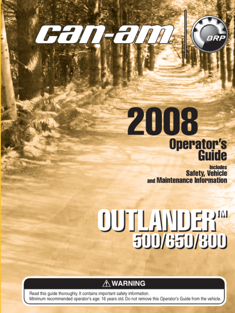 2008 Outlander Operators Guide | PDF | Traffic Collision | Hazards