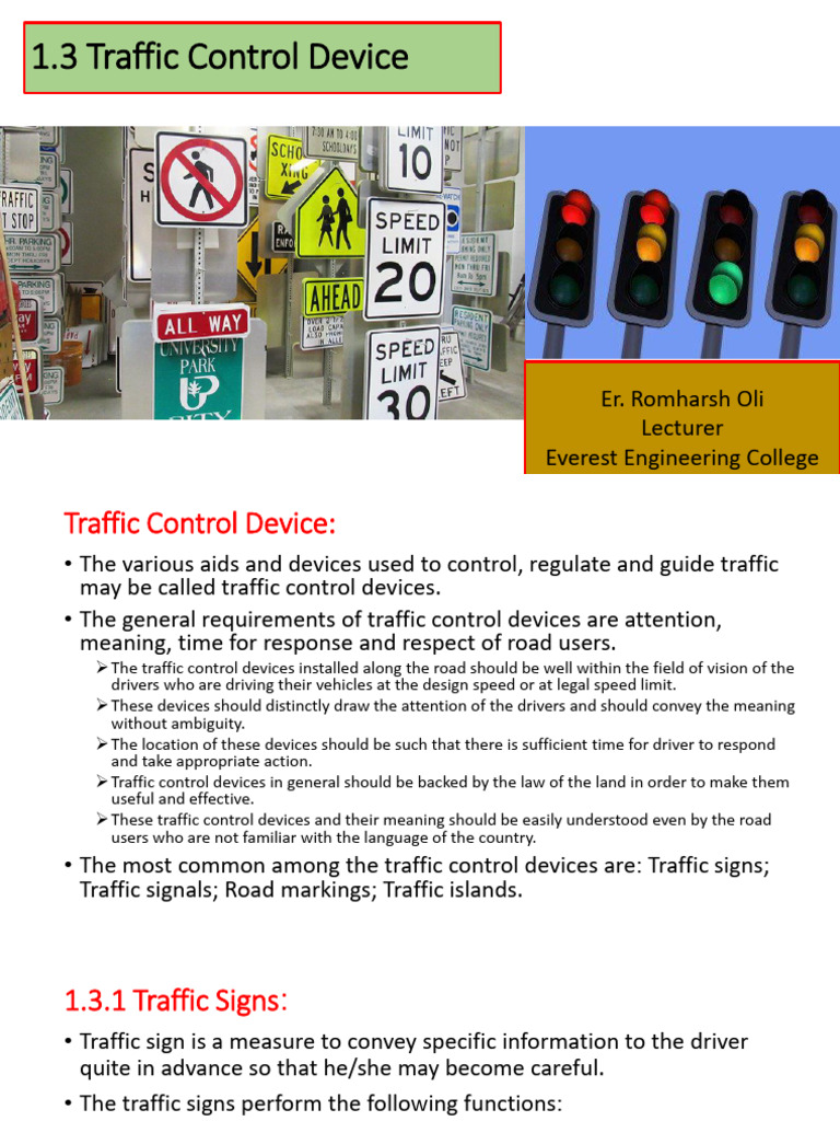 1.3 Traffic Control Device | PDF | Traffic | Traffic Light