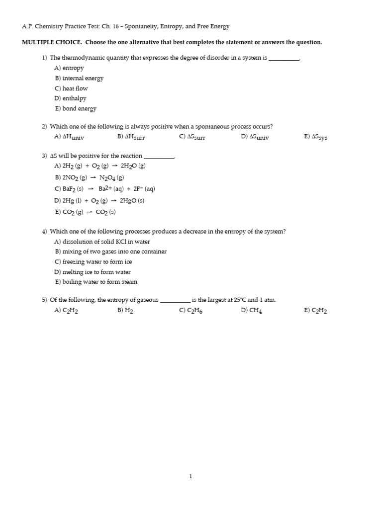 Thermo II Workbook | PDF | Chemical Equilibrium | Gibbs Free Energy