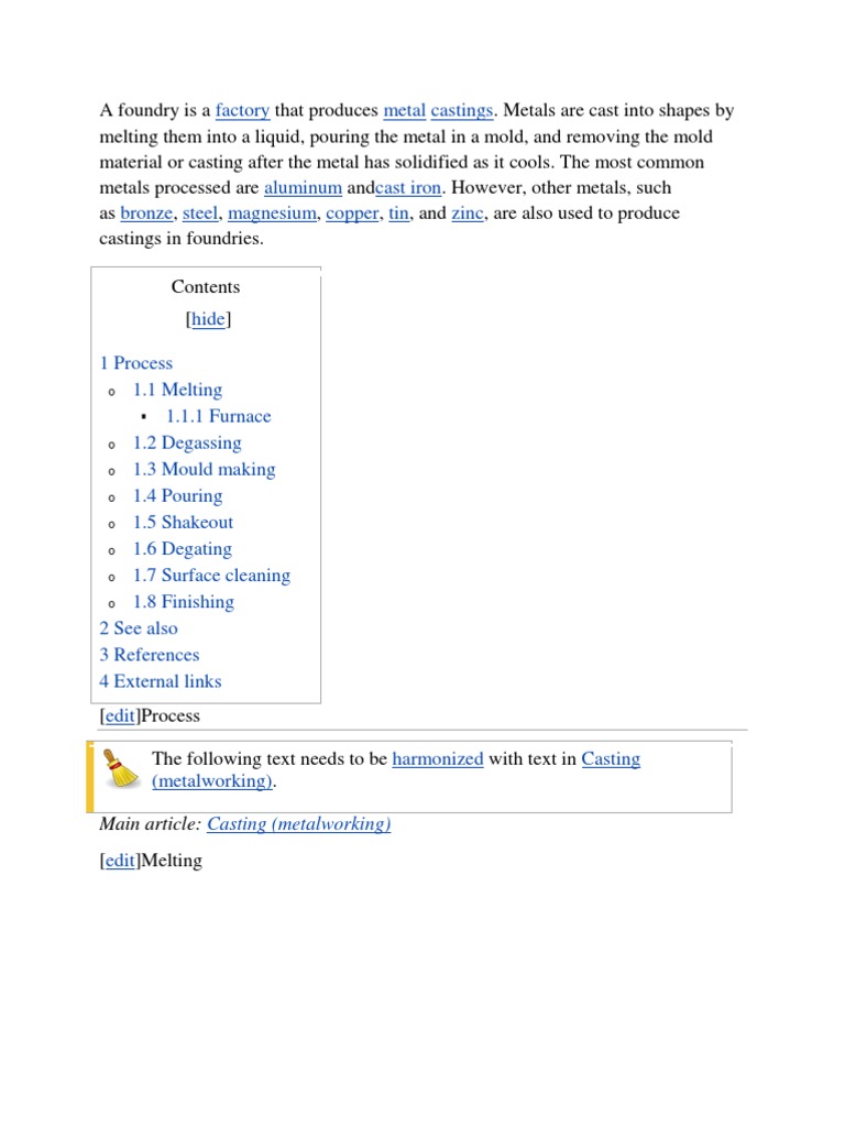 Foundary Overview | PDF | Foundry | Casting (Metalworking)