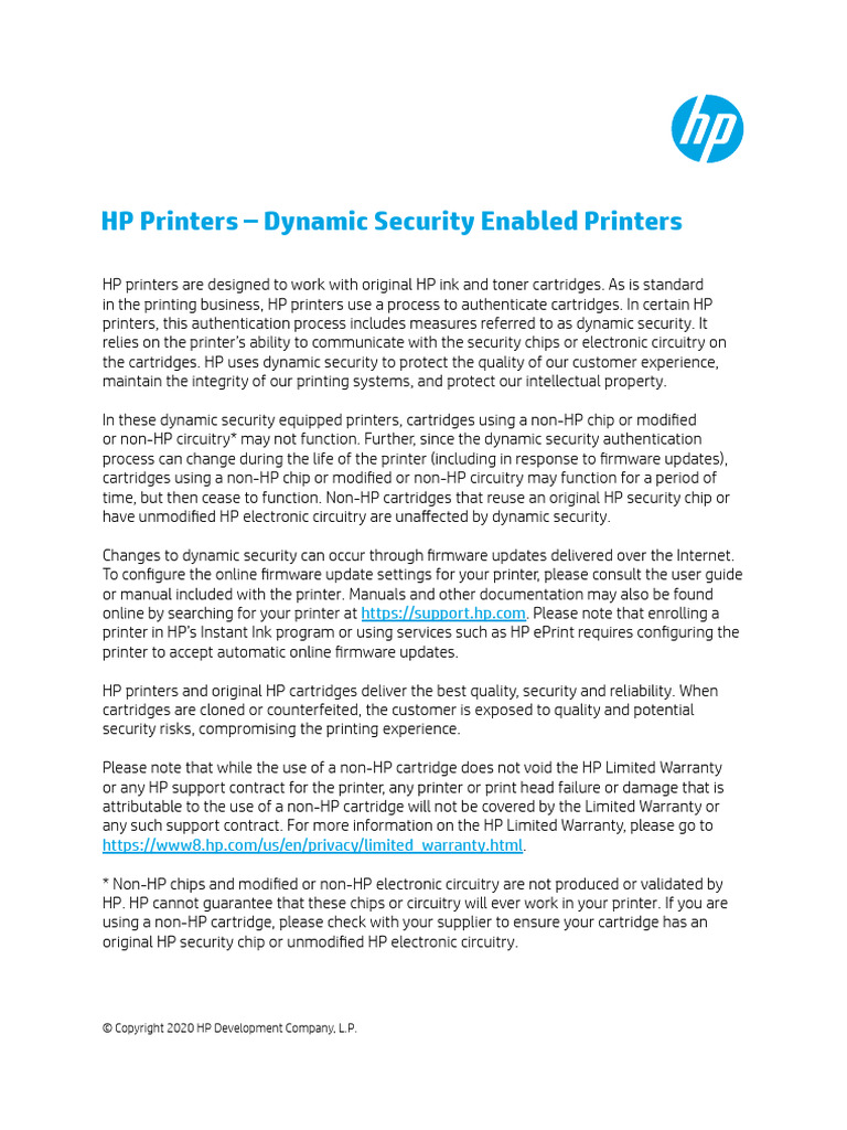 HP Printers - Dynamic Security Enabled Printers | PDF | Printer (Computing) | Authentication