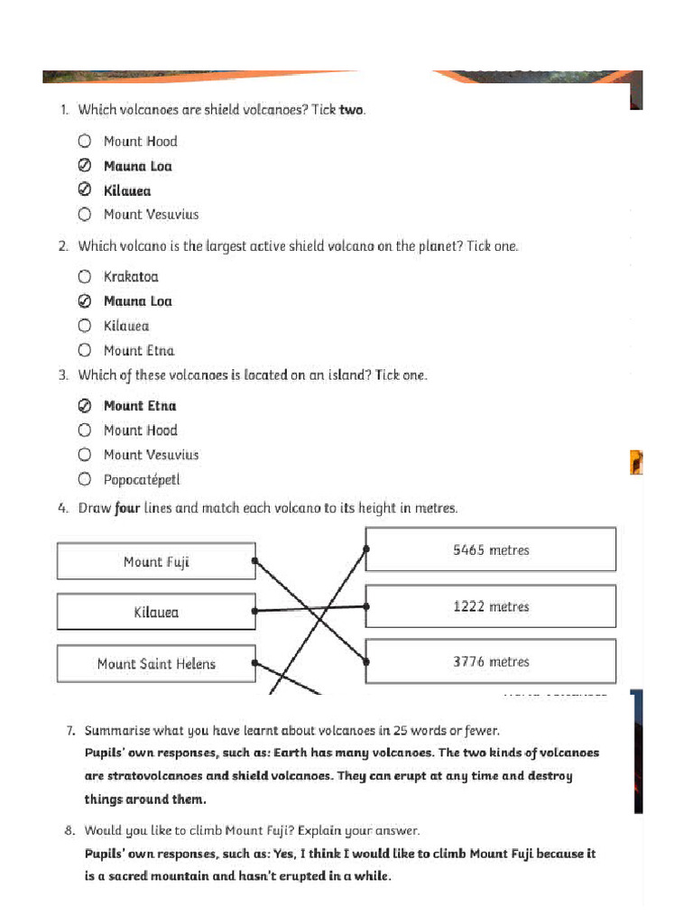 World Volcanoes Reading Comprehension | PDF