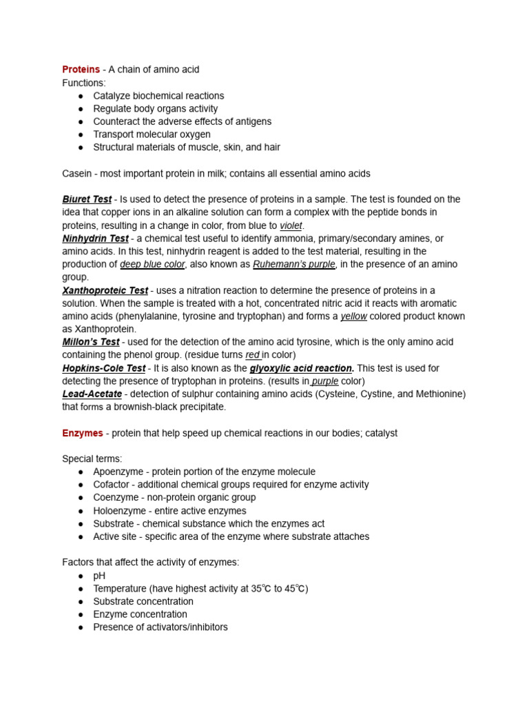 Biochem Lab Finals Reviewer | PDF | Amino Acid | Enzyme