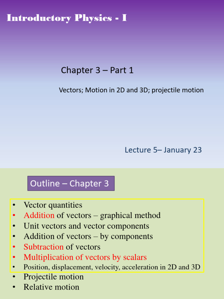 Lecture 5 - Chapter 3 Part 1 | PDF | Euclidean Vector | Acceleration