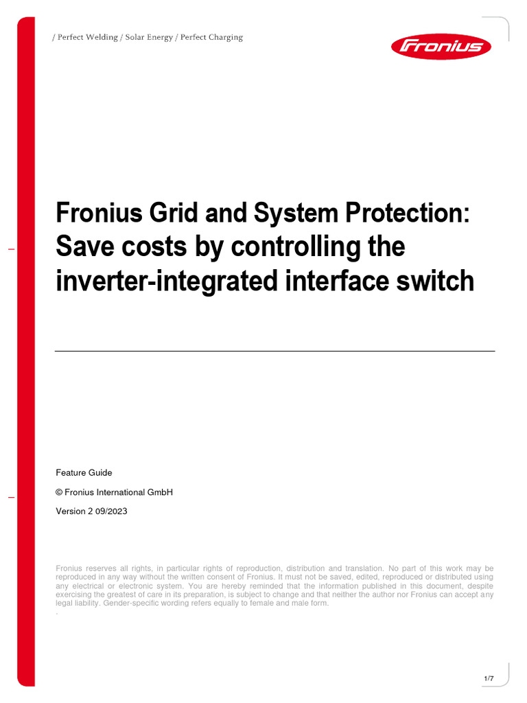 Fronius Grid Protection Feature Guide | PDF | Electrical Grid | Power ...