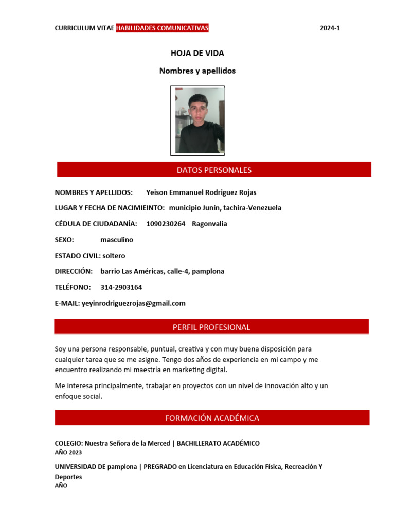 FORMATO HOJA DE VIDA Y CARTA Yeison | PDF | Maestros