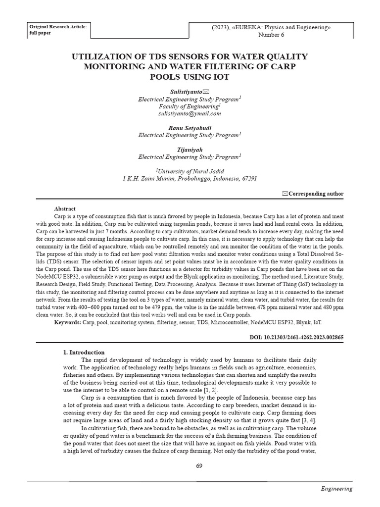 Utilization of Tds Sensors For Water Quality Monit | PDF | Water | Soil