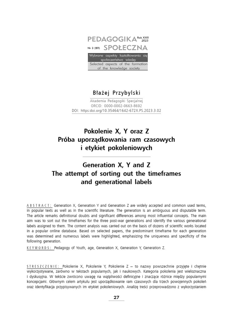 Pokolenie X, Y Oraz Z | PDF