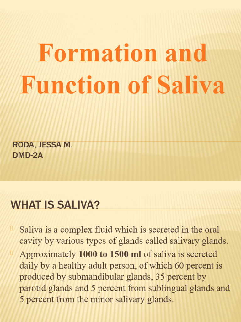 Formation and Function of Saliva | PDF | Saliva | Digestion