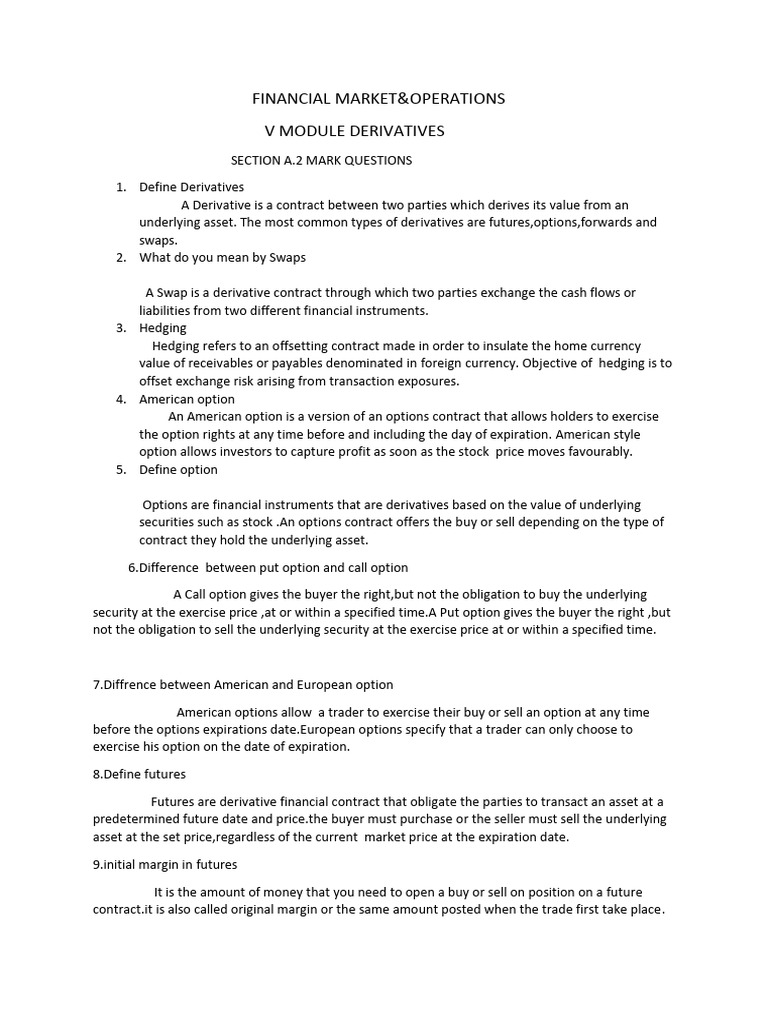 Module 5 FMO | PDF | Derivative (Finance) | Option (Finance)