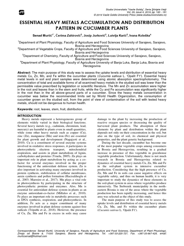 Art. 4 Essential Heavy Metals Accumulation and Distribution Pattern in ...