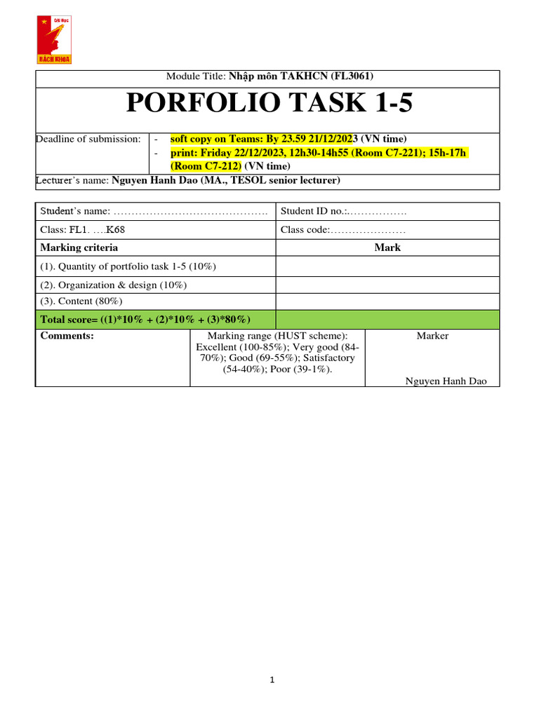 (Template) FL3061 Portfolio Task 1-5 FL1 K68 20231 | PDF | Computing