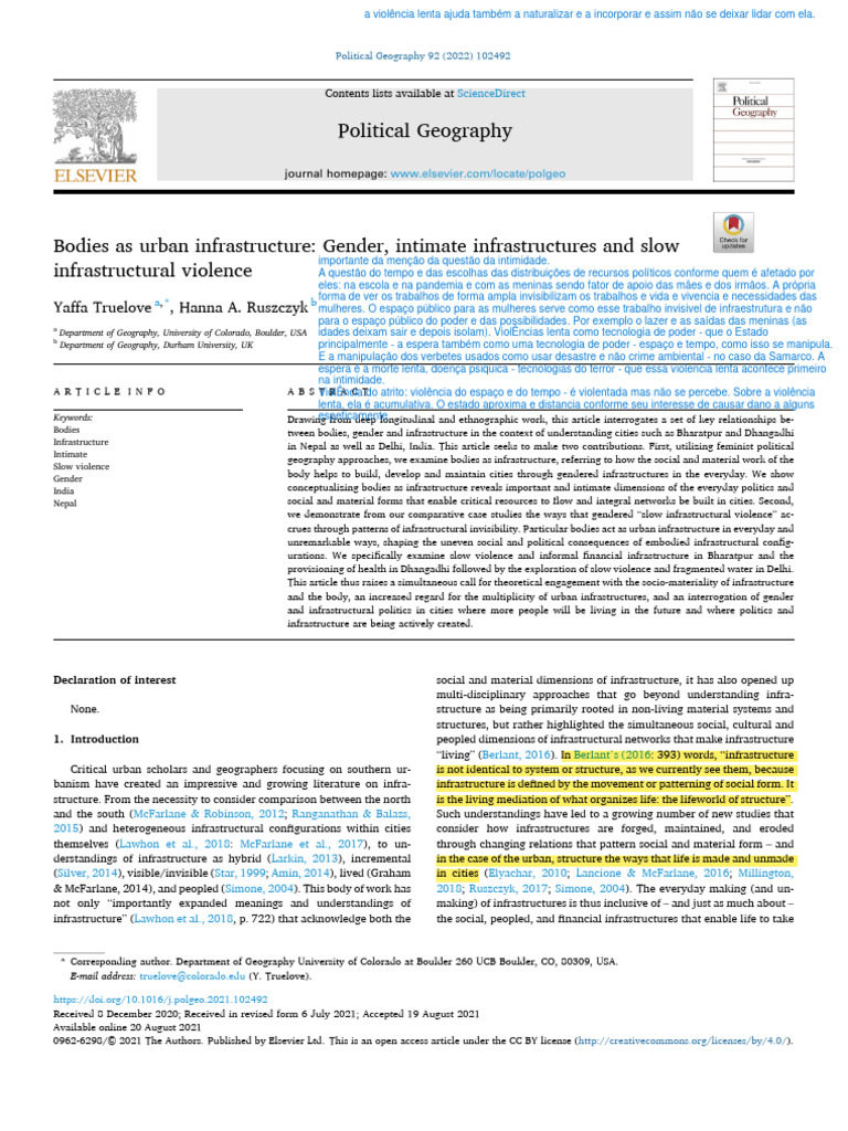 Bodies As Urban Infrastructure - 7 - 12 - 23 | PDF | Violence ...