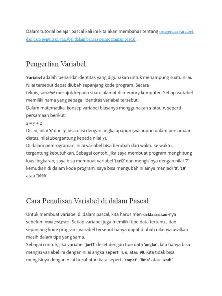 Dalam Tutorial Belajar Pascal Kali Ini Kita Akan Membahas Tentang | PDF