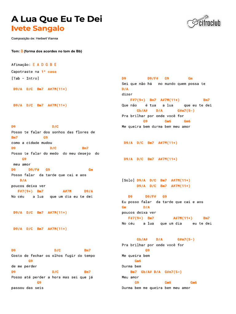 A Lua Que Eu Te Dei - Ivete Sangalo | PDF