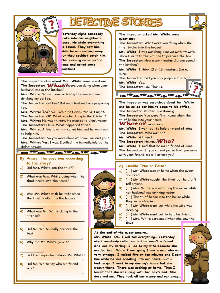 Detective Stories Reading Comprehension Exercises - 22921 | PDF
