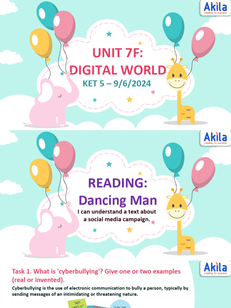 (KET 5-9.6.24) Unit 7F - Digital World (Reading) | PDF | Cyberbullying | Social Media