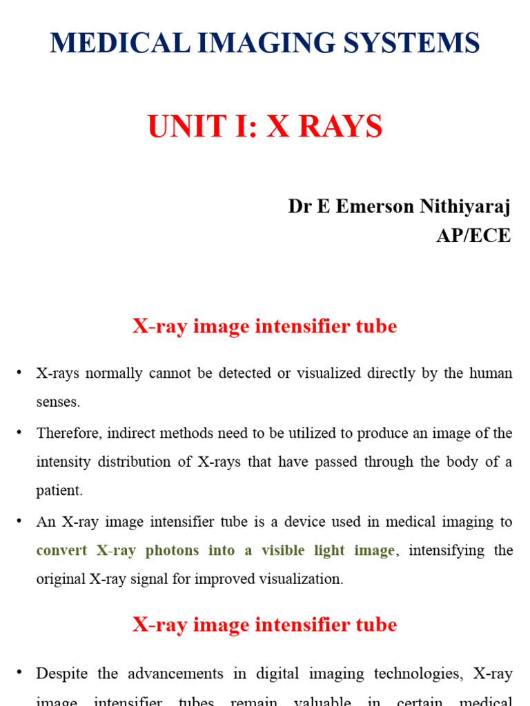 Lecture 5 X-ray Image Intensifier tubes | PDF | Radiography | X Ray