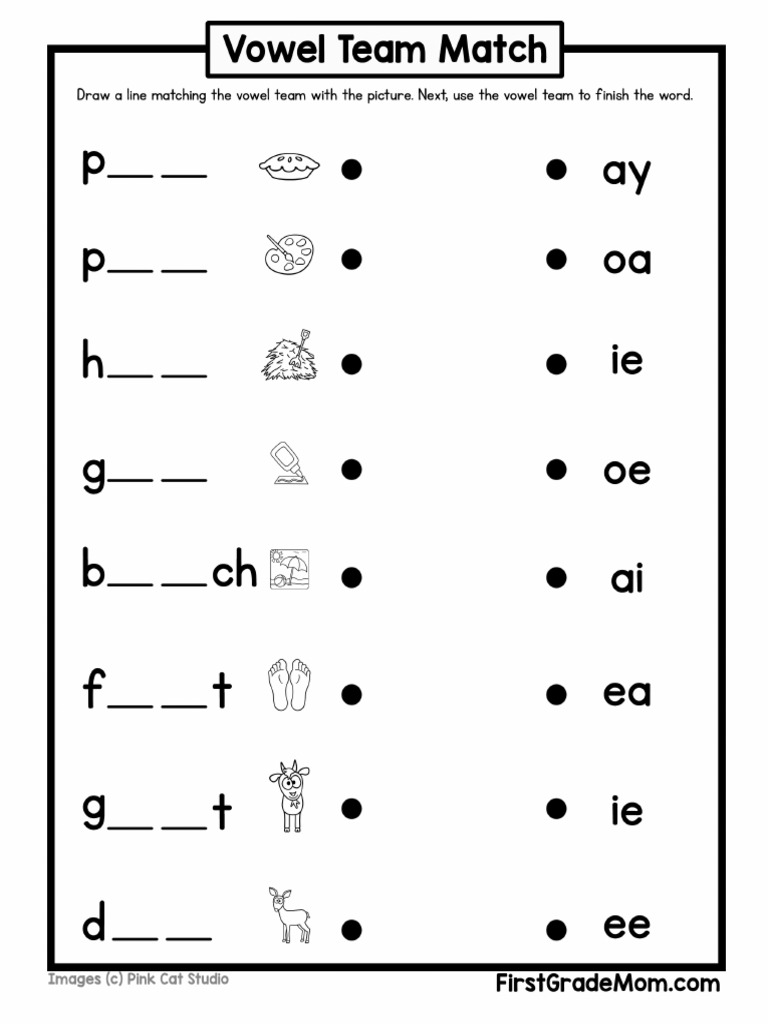 Vowel Team Match 1 | PDF