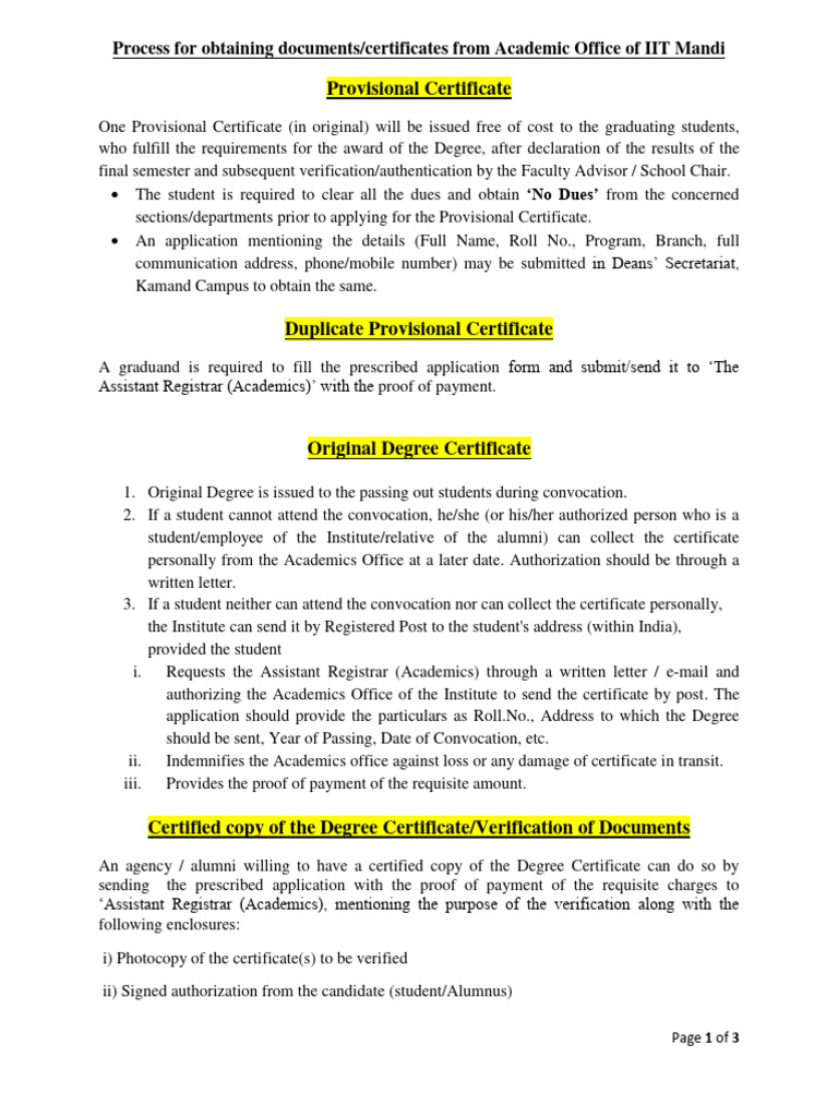 Process For Obtaining Documents From Academics Section | PDF | Banks ...