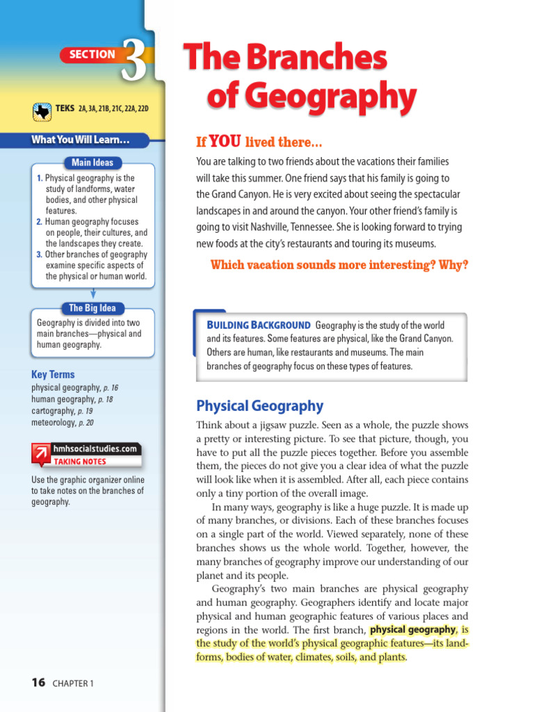 Chapter 1 Section 3 Reading | PDF | Geography | Map
