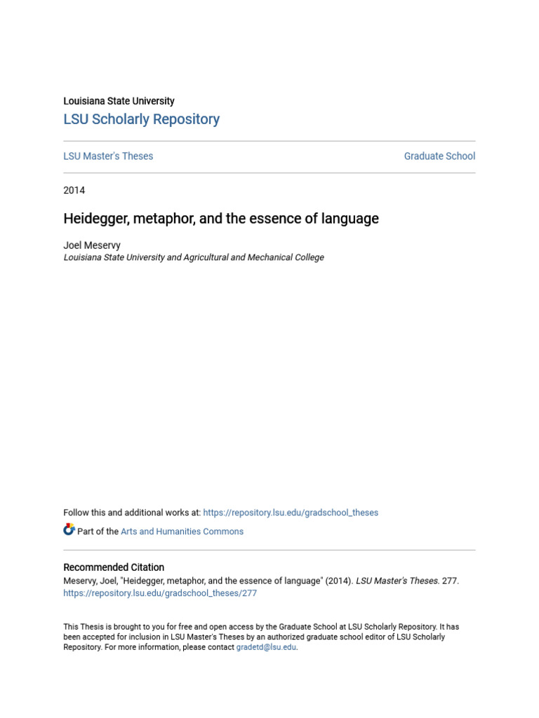 Heidegger metaphor and the essence of language | Download Free PDF ...