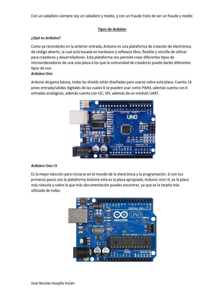 Tipos de Arduino | Descargar gratis PDF | Arduino | Informática Tipos de Arduino | Descargar gratis PDF | Arduino | Informática