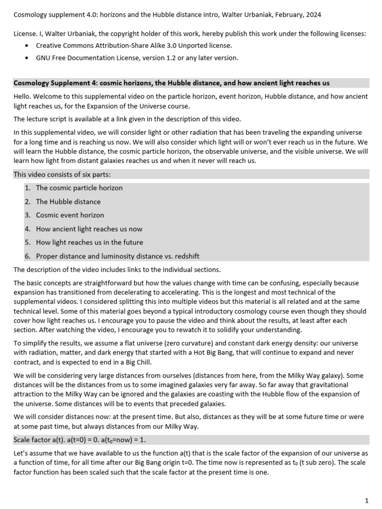 Expansion of The Universe Supplement s4.0 Horizons and Hubble Distance ...